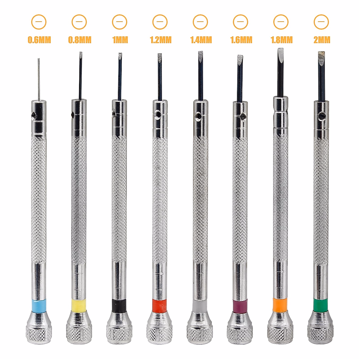 Hordion 8Pcs Micro Precision Screwdriver Set, Jewelers Screwdriver Set, Watch Screwdriver Kit 0.6-2mm for Watch, Jewelry, Eyeglasses, Sunglass, Electronics, Computer, Toys Repair (Flat)