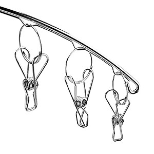 Suwimut 10 Pack Stainless Steel Laundry Drying Rack Clothes Hanger with 10 Clips Windproof for Drying Socks, Bras, Cloth Diapers, Towel, Underwear, Scarf, Hat, Pants and Gloves