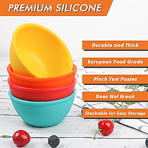 Webake Small Silicone Bowls, 4 Pack 8oz Prep Bowls Unbreakable Ice Cream Snack Bowls Side Dishes Small Bowls for Dipping Prep Dessert Serving, Oven and Dishwasher Safe Ramikens