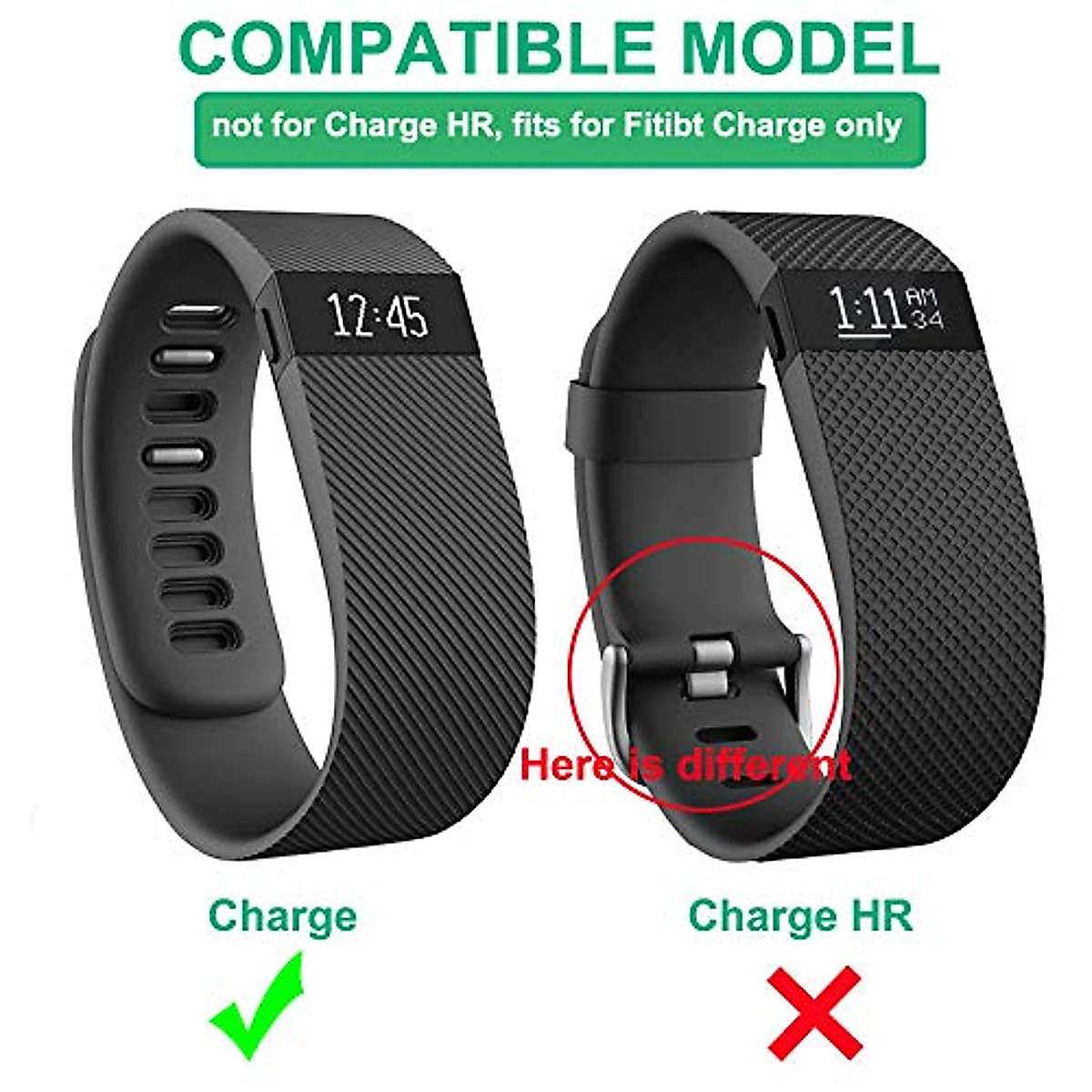 Kissmart Charger Compatible with Fitbit Charge (Not for Charge HR), Repalcement USB Charging Cable Cord for Charge Wristband