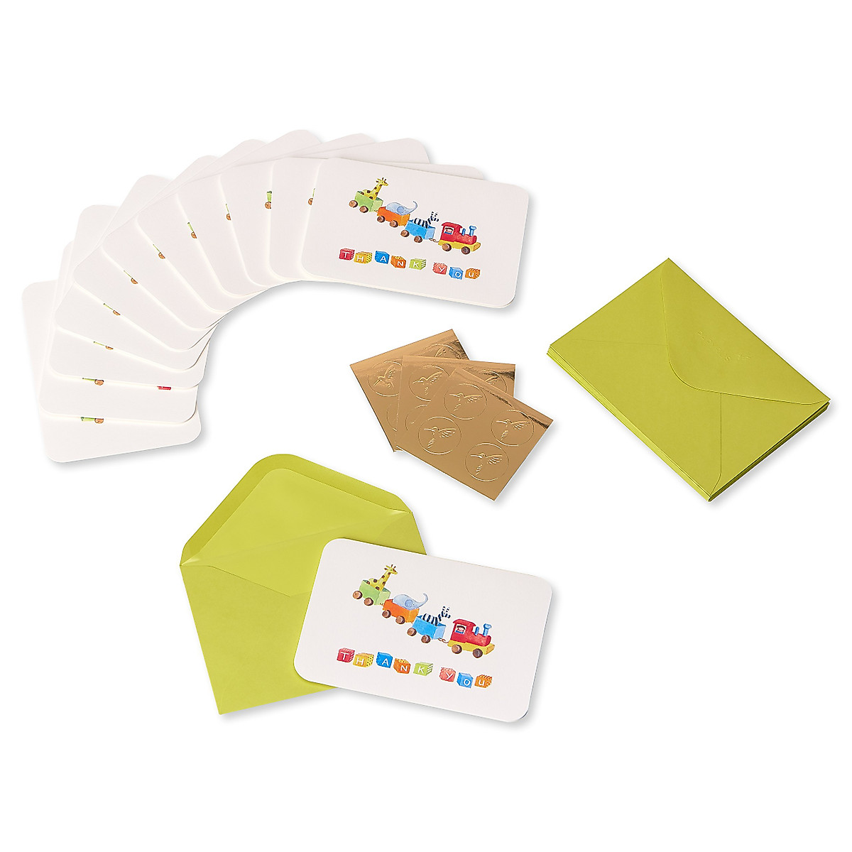 Papyrus Baby Thank You Cards with Envelopes, Toy Train (12-Count)