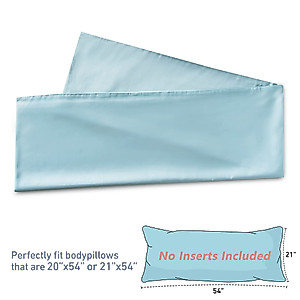 Leeden Body Pillow Cover, 100% Cotton, 800 Thread Count, Soft Breathable Long Pillow Case, Envelope Closure (Light Blue, 21"x 54")