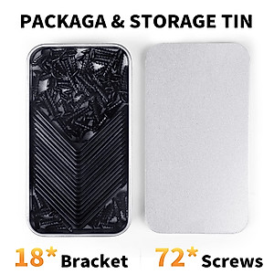 18PCS L Bracket Corner Bracket, FATLODA Stainless Steel L Brackets for Shelves, Black Small Right Angle Bracket, Metal Corner Brace for Wood Furniture Cabinet Chair with 72PCS Screws (1.57x1.57 in)