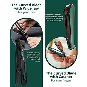 VANWIN Nail Clipper Set 2 Pack, Heavy Duty Toenail Clippers for Thick Toenails and Sturdy Finger Nail Clippers with Catcher, Ultra Sharp Stainless Steel Nail Cutter Nail Clippers for Men Women Adult