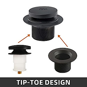 ZUAGCO Tub Drain Black - Tip Toe Bath Tub Drain Kit with Two-Hole Overflow Faceplate, Replacement Bathtub Drain Trim Set Assembly with Universal Fine Thread & Coarse Thread Matte Black