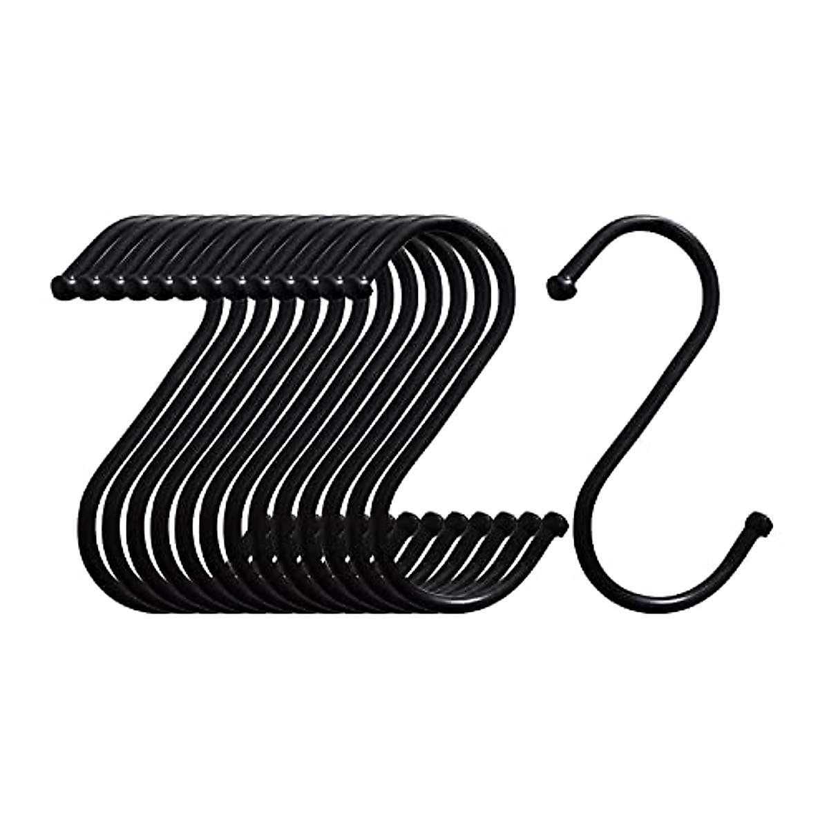 TLMM 20 Pack Black 3.2 Inch S Hook Heavy Duty Metal S Shaped Hook for Hanging Clothes Bags Towels Pans Garage Tools, Hanging Pot Plant Hanging Baskets, Gold
