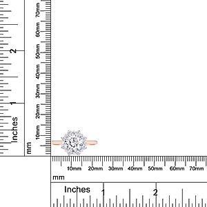 SAVEARTH DIAMONDS Round Cut Lab Created Moissanite Diamond Flower Solitaire Halo Engagement Ring In 14K Rose Gold Over Sterling Silver Jewelry For Women (1.40 Cttw) Ring Size -5.5