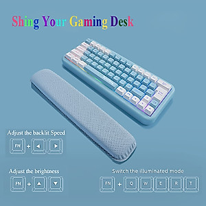 60% Wireless Gaming Keyboard,Rechargeable RGB Backlit Keyboard with Hand Rest,2.4G USB Connection,Compact 63-Key Quiet Computer Office Keyboards for PC Windows Desktop Laptop Mac Smart TV Box (Blue)