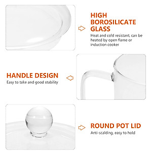 DOITOOL Glass Saucepan with Cover, Clear for Cooking on Stove, Glass Cooking Saucepan with Side Handle for Pasta Noodle, Soup, Milk, Tea (15x13x16cm)