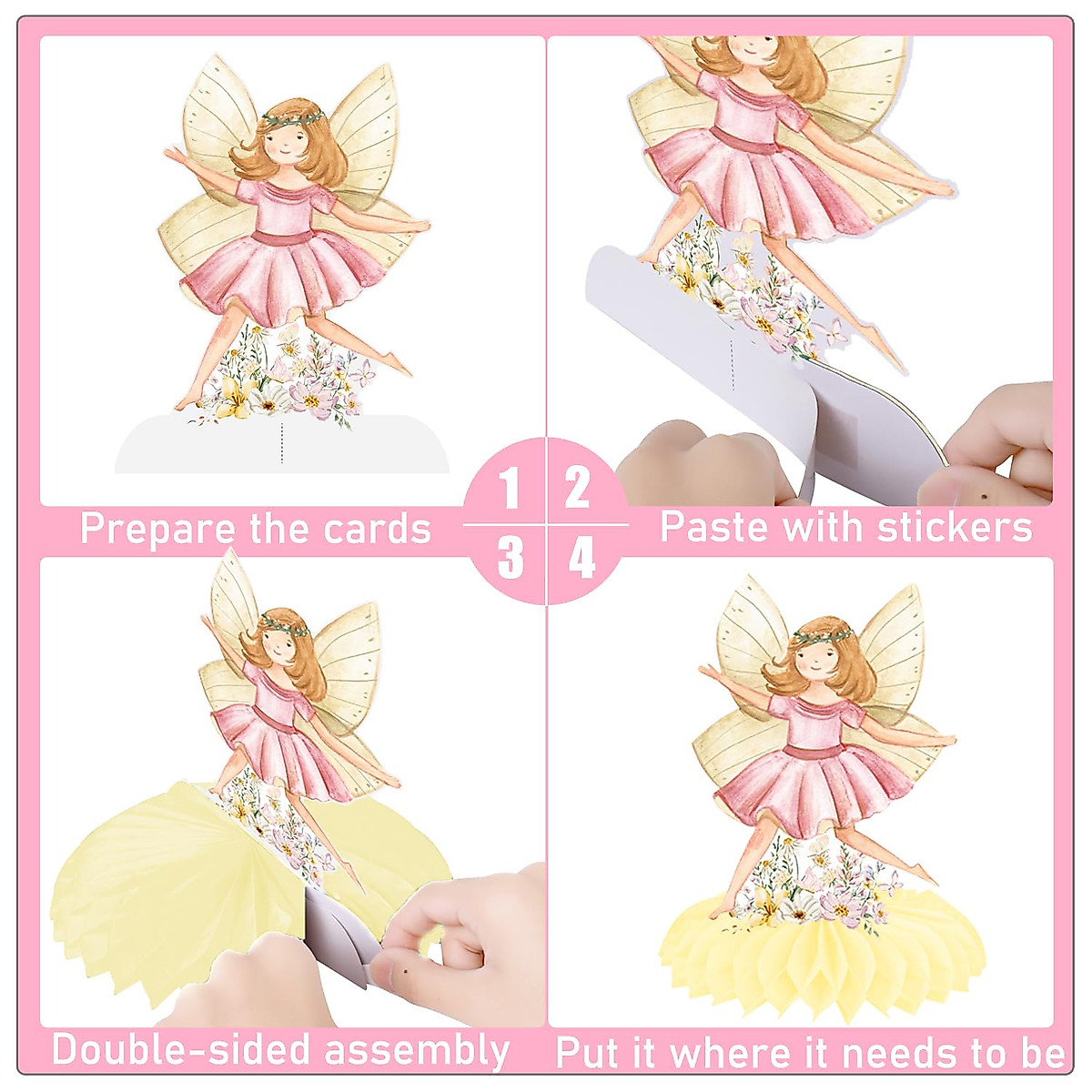 Fairy Honeycomb Centerpieces 11Pcs Fairy Birthday Party Centerpieces for Table Fairy Tale Theme Birthday Party Table Decorations for Floral Fairies Theme Baby Shower Supplies