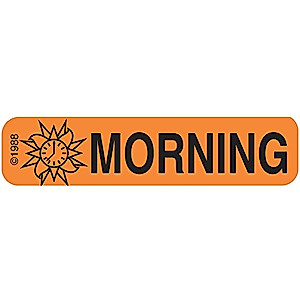 PHARMEX 1-795 Permanent Paper Label, Morning", 1 9/16" x 3/8", Orange (500 per Roll, 2 Rolls per Box)