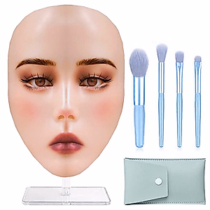 3D Reusable Makeup Practice Face, Silicone Makeup Mannequin Face for Beginners and Makeup Artists