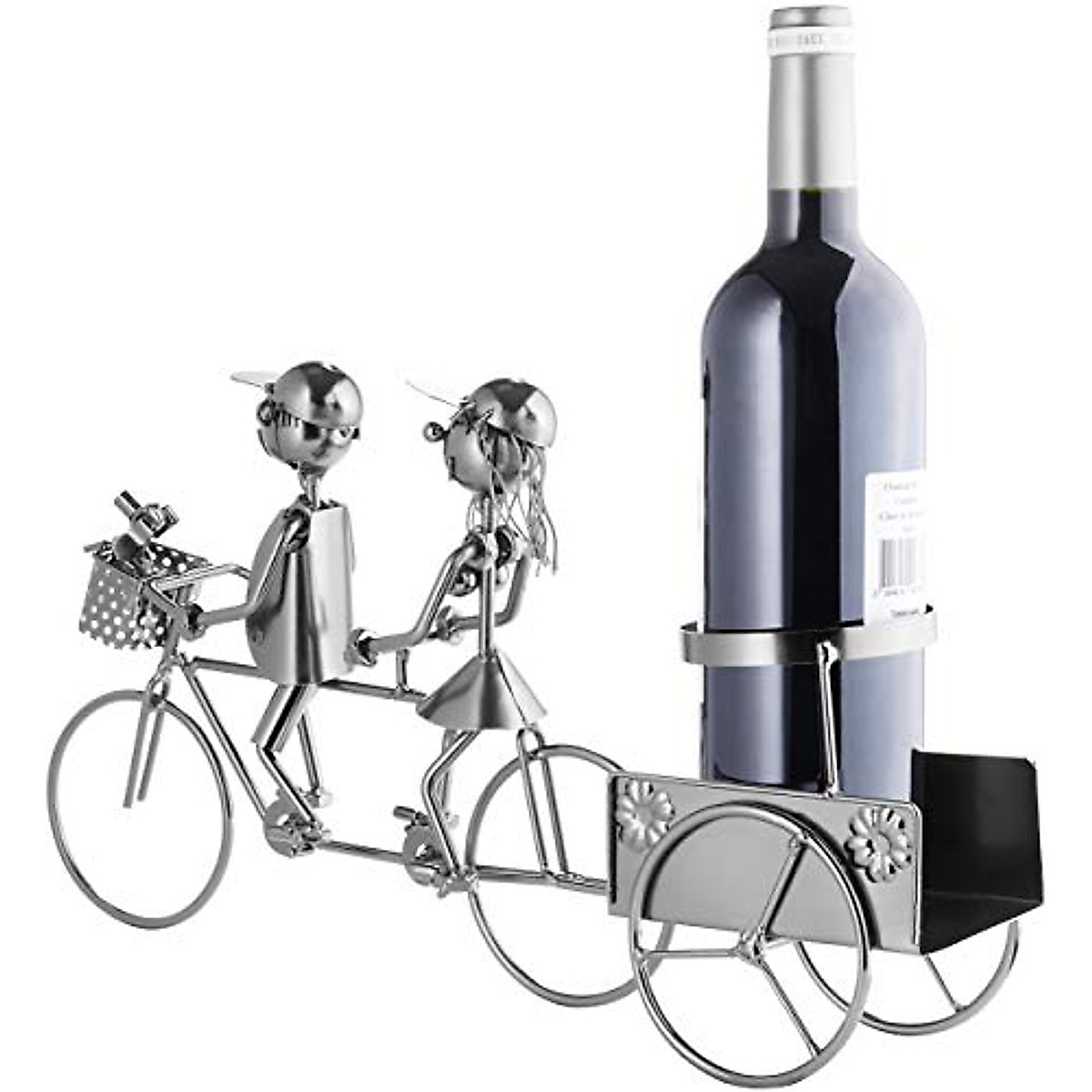 BRUBAKER Wine Bottle Holder Couple on Tandem Bicycle Metal Sculptures and Figurines Decor Wine Racks and Stands Gifts Decoration