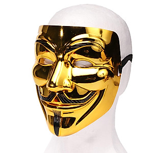 Miuion Guy Fawkes Mask -V for Vendetta， Anonymous Cosplay Party Mask for Halloween（Golden）