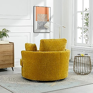 360° Swivel Accent Barrel Chair and Half Crescent Moon Storage Bench Large Ottoman with 4 Pillows,Upholstered Oversized Leisure Round Loveseat Recliner Sofa Chaise Lounge Circle Armchair for Club