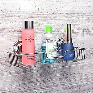 ARCCI Powerful Suction Cup Shower Caddy, Bath Shelf Storage Combo Organizer Basket for Bathroom & Kitchen, Rustproof Stainless Steel