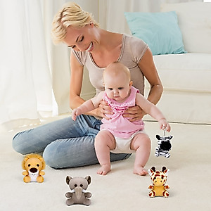 Elcoho 14 Pieces Safari Mini Jungle Animal Plush Toys Small Stuffed Forest Animals Plush Toys 3.75 Inch Keychain Decorations for Animal Themed Parties Goody Bags Filler Favors (Sitting)