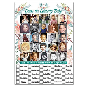 Baby Shower Games - Guess The Celebrity Baby Games Fun Baby Shower Games Adults - Baby Shower Games Favors for 40 Guests