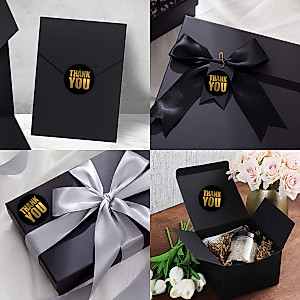Large Black Thank You Stickers 2 inch - Gold Foil Personalized Sealing Circle Labels, Ideal for Gift Packaging & Small Business | 500 Labels Per Roll