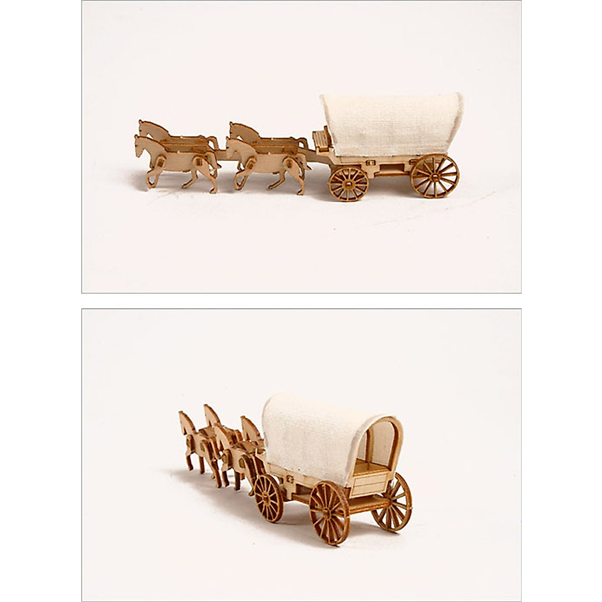 Desktop Wooden Model Kit Western Wagon Set