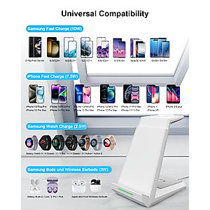 Wireless Charging Station for Samsung - NANAMI 3 in 1 Wireless Charger for Multiple Devices, Fast Charger Stand for Galaxy S24 S23 Ultra S22 S21 Z Flip Fold 4, Watch 6/5/5 Pro/4/3,Galaxy Buds 2 Pro