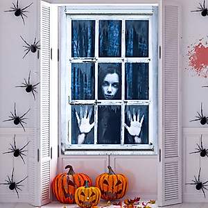 Halloween Window Decorations 31.5x47.2" Window Door Wall Cover Scary Halloween Decorations Indoor Outdoor Party Decor