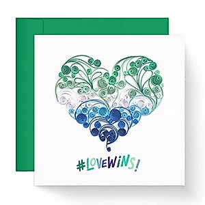 TUMYBee Gay Men MLM Pride Greeting Card, Love Wins Card for Pride Month, Gay Men LGBTQ Pride for Anniversary, Love, Valentine, Gay Card 3D Quilling Card with Envelop (MLM Love)