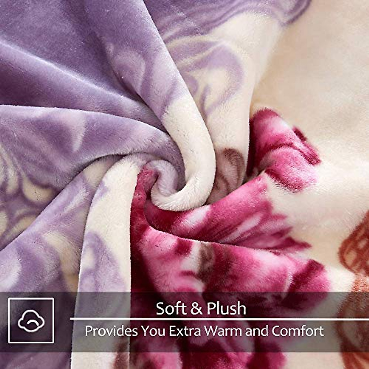 JYK Soft Blanket Heavy Korean Mink Blanket, 5 LB Fleece Blanket - 2 Ply Reversible 520GSM Silky Soft Plush Warm Blanket for Autumn Winter (Queen, Peony/Peony)