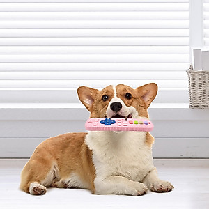 2 PCS Dog Chew Toys, Durable Silicone TV Stick Dog Squeaky Toys Puppy Teething Chew Toys Tough Dogs Toys for Training and Cleaning Teeth Interactive Dog Toys for Small Medium Large Dogs Pink Grey