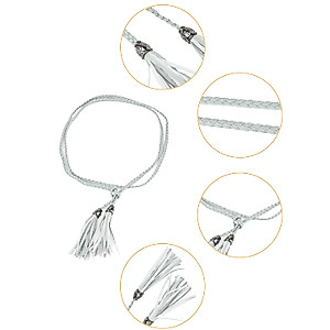 Allegra K Women's Tassel Braided Belts Skinny Woven Waist Belts for Skirt Dress 132 cm/52 inches Silver