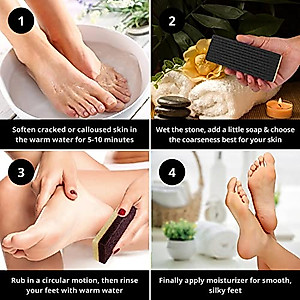 Love Natural Pumice Stone for Feet - Ultimate 2-in-1 Scrubber and Professional Exfoliating Rock for Feet Hands Body Care - Pumice Stone for Dead Skin & Callus Removal (Black)