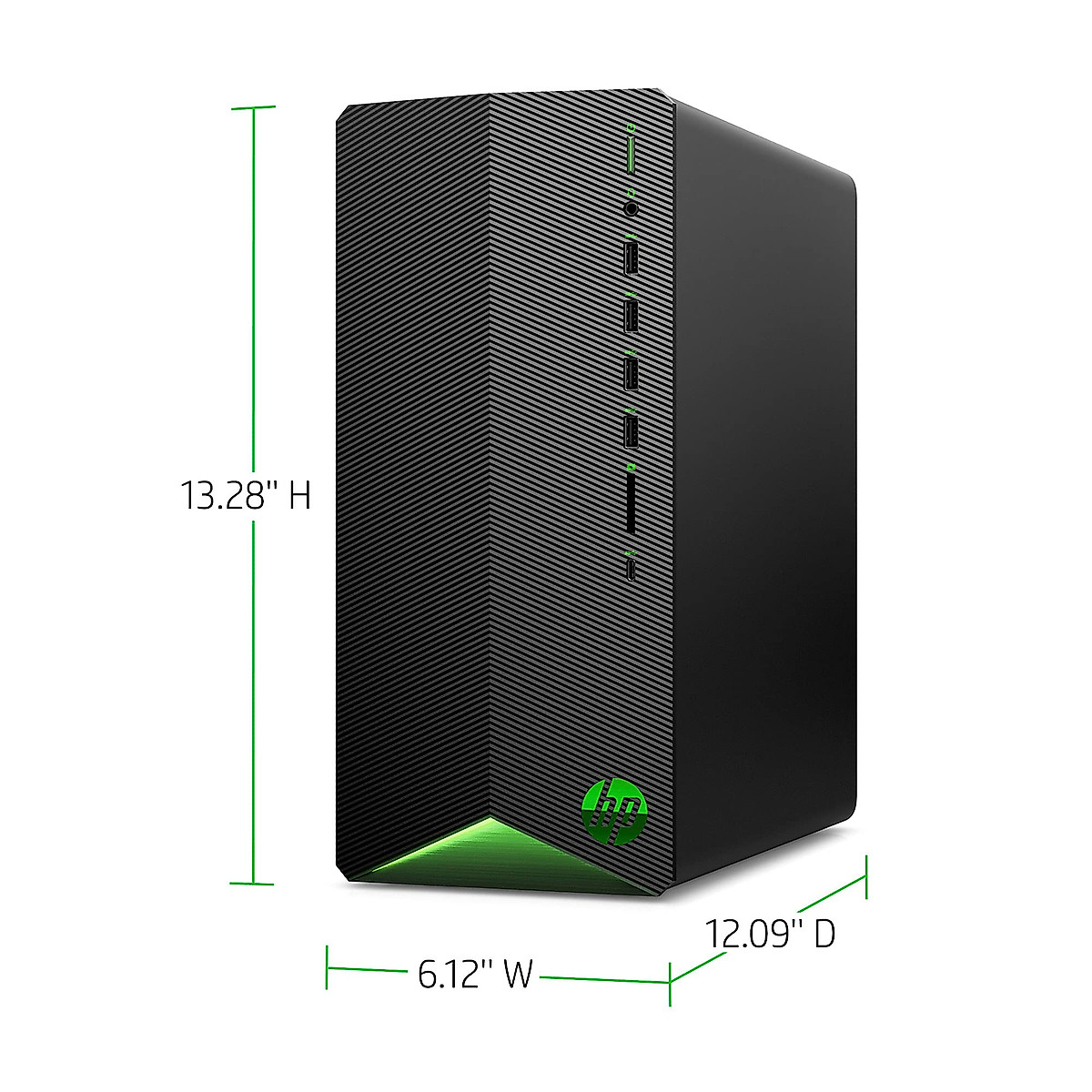 HP Pavilion Gaming Desktop, AMD Radeon RX 5500, AMD Ryzen 5 5600G Processor, 8 GB RAM, 512 GB SSD, Windows 11 Home, 9 USB Ports, Keyboard and Mouse Combo, Pre-Built PC Tower, Black