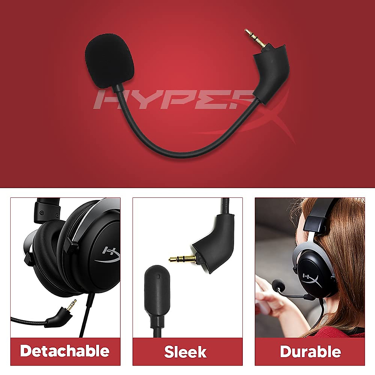 BUTIAO Cloud 2 Mic Replacement, Replaceable 3.5mm Game Microphone Boom for Kingston HyperX Cloud 2 ii X CloudX Cloud Core Cloud Pro PS4 Xbox One Nintendo Switch PC Headsets (Old Version Before 2021)