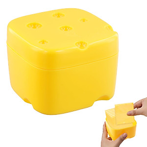 PEUTIER Sliced Cheese Storage Container, 3.54x3.54x2.76 Inch Cheese Container for Refrigerator Upper and Lower Lid Design Cheese Saver Butter Cheese Food Storage Box for Kitchen Fridge