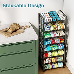 JKsmart Stackable Can Rack Organizer for Pantry 9" H, Adjustable Can Storage Holder for Various Ounces of Canned food Soda Drinks, Can Dispenser for Kitchen Cupboard Cabinet, 2 Tier, 2 Pack