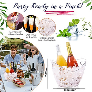 Barafat Ice Buckets for Parties (4L) & Ice Bucket Scoop & 24 Mimosa Glasses (5 Oz), Acrylic Champagne Bucket with Plastic Champagne Flutes, Clear Drinks Beverage Tub for Cocktail Bar