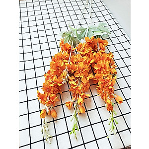 Suandsu 3pcs Artificial Delphinium Ajacis Flowers Fake Violet Silk Flower Table Kitchen Home Garden Party Wedding Decoration Orange