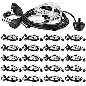 20 Pack Walkie Talkies Earpiece with Mic Radio 2 Pin Acoustic Tube Headset Earpiece Compatible with Baofeng UV-5R Retevis H-777 RT1 RT21 RT22 Arcshell AR-5 2 Way Radio