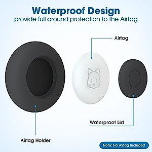 SimpleThings Waterproof Airtag Dog Collar Holder, Anti-Lost Protective Case Cover Compatible with Apple Airtag GPS Tracker, Silicone Air Tag Holder Designed for Cats Dogs Collars