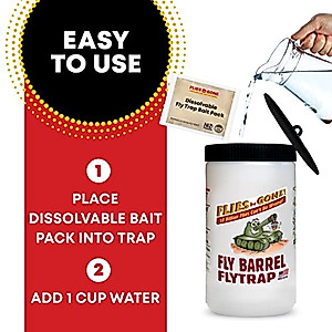 Flies Be Gone Fly Trap Refill Packs - 6 Original & Dissolvable KM34 Bait – All Natural Attractant Non Toxic - Replacement Pouches for All Reusable & Rechargeable Outdoor Fly Catchers - Made in USA