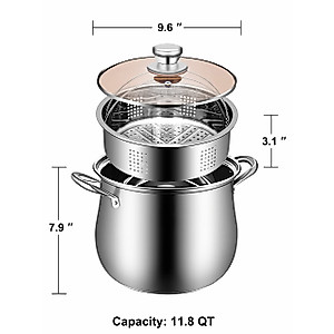 VENTION Stainless Steel Stock Pot with Steamer, 7.8 Quart Stockpot with Lid