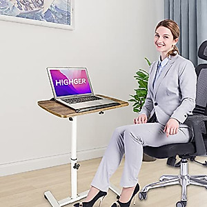 Highger Standing Desk Height Adjustable Laptop Desk, Portable Laptop Cart with Tilt-able Swivel Desktop, Ergonomic Rolling Desk with Wheels for Home Office
