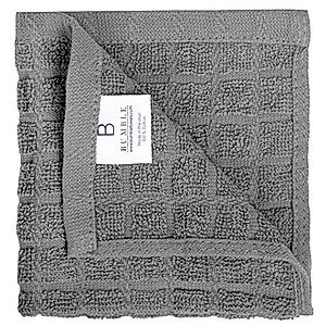 Bumble Premium Cotton Dish Cloths (12" x 12") Grey Check Design | Highly Absorbent | Natural Ring Spun Cotton | Kitchen Dish Towel Set | 380 GSM - 8 Pack
