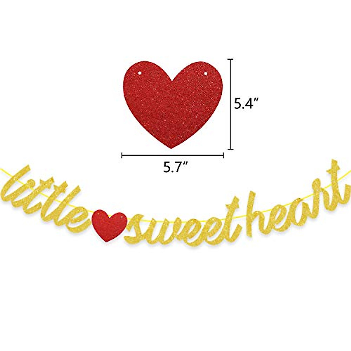 Little Sweetheart Banner Red Pink Heart Garlands Gold Glitter Valentine's Day 1st Birthday Party Baby Shower Decoration