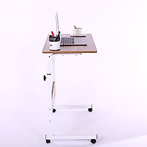 Fancasa Laptop Cart 31.5" Mobile Table Movable Portable Adjustable Notebook Computer Stand with Wheels (Teak)