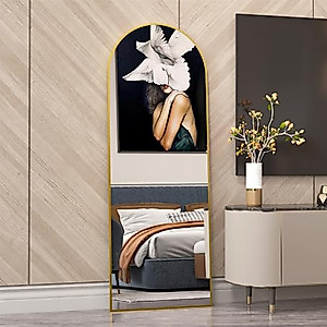 CONGUILIAO 65"x22" Arched Floor Mirror - Full Body Wall Mirror for Bedroom & Living Room, Gold