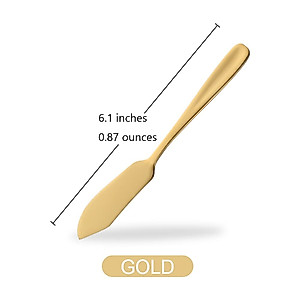Buyer Star Butter Knives, 18/10 Stainless Steel 6.10 Inch Gold Cheese Spreader Knives Set in Black Gift Box, Dishwasher Safe, Set of 8