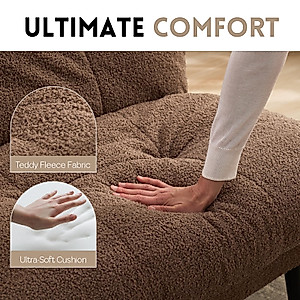 Siiejia Futon Sofa Bed, Convertible Sleeper Futon Couch Loveseat Adjustable Backrest Couch Bed Small Splitback Modern Sofa for Living Room, Bedroom, Office, Apartment, Brown