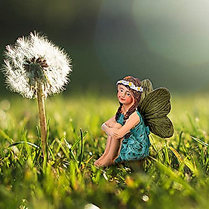 6 Pieces Miniature Fairies Accessories Mini Figurines with Stick Little Girl Sculpture Yard Ornaments Potted Plants Resin Decor for Outdoor Garden Lawn Decoration