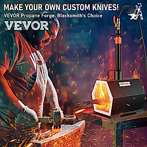 VEVOR Propane Forge Portable, Single Burner 2600°F Metal and Knife Forge, Large Capacity Blacksmithing Farrier Forges, Gas Forging Tools and Equipment, Complete Mini Forge Kit